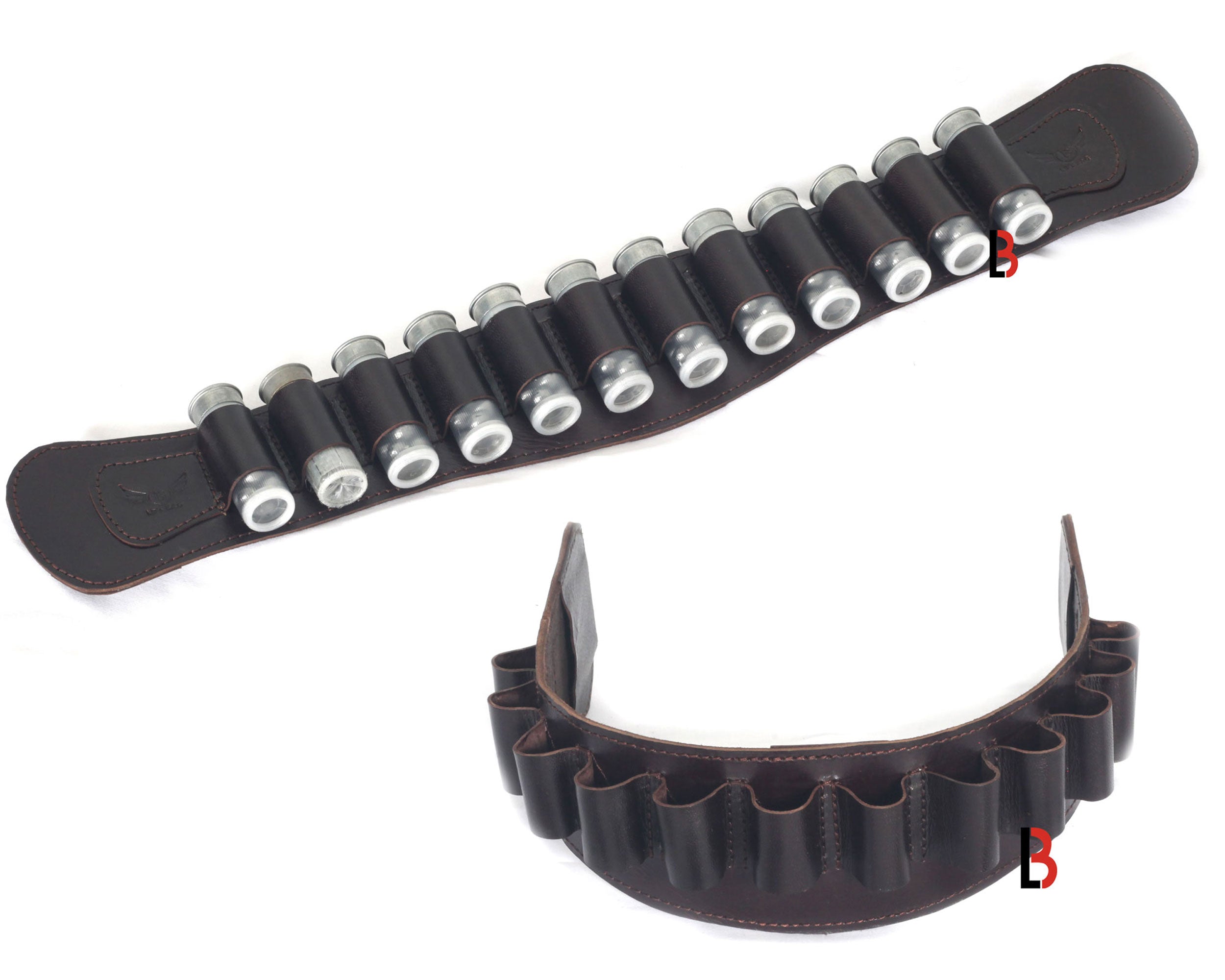 Cowhide Leather Shotgun Shotshell Reload Holder with Belt Loop 12 Gaug ...