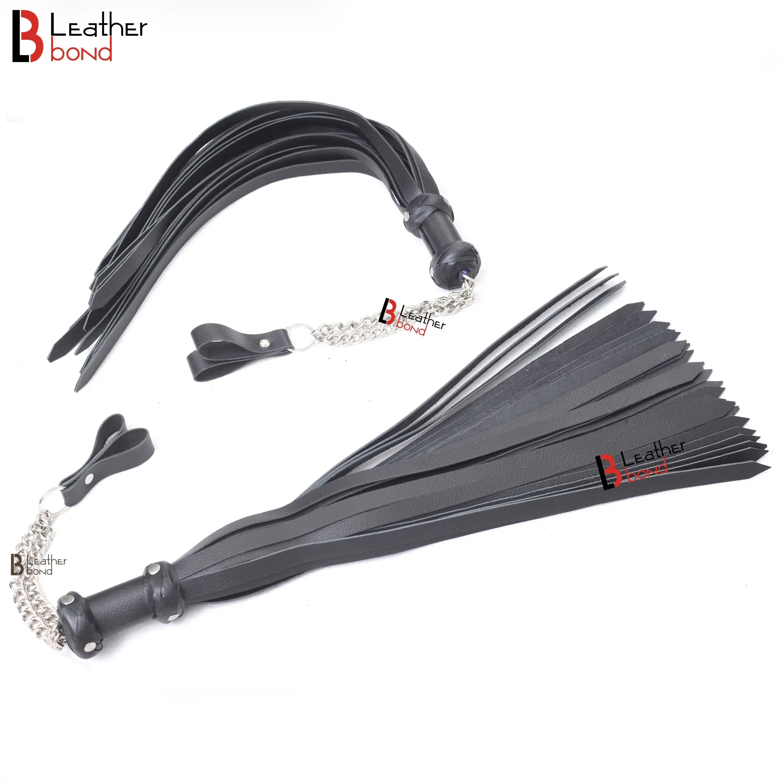 Real Genuine Cowhide Leather Finger Loop Flogger - Heavy Duty – Leather ...