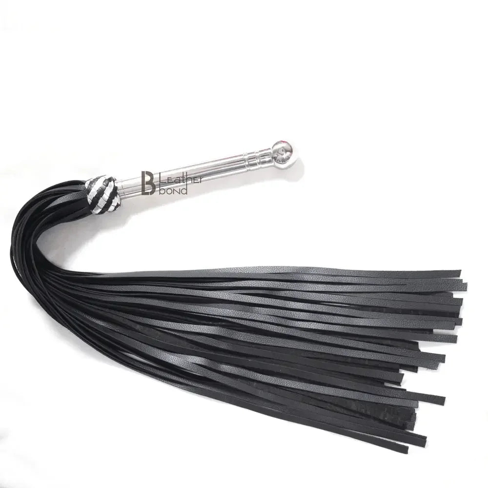 Handmade Cowhide Leather Flogger with Steel Handle | 50 Falls – Leather ...