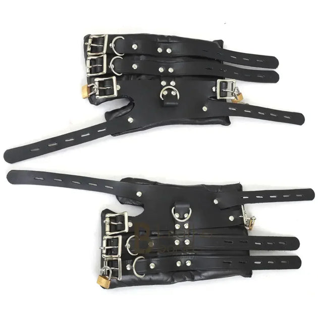 Real Strong Leather Suspension Wrist Cuffs Restraint Set 2 Pieces Blac ...