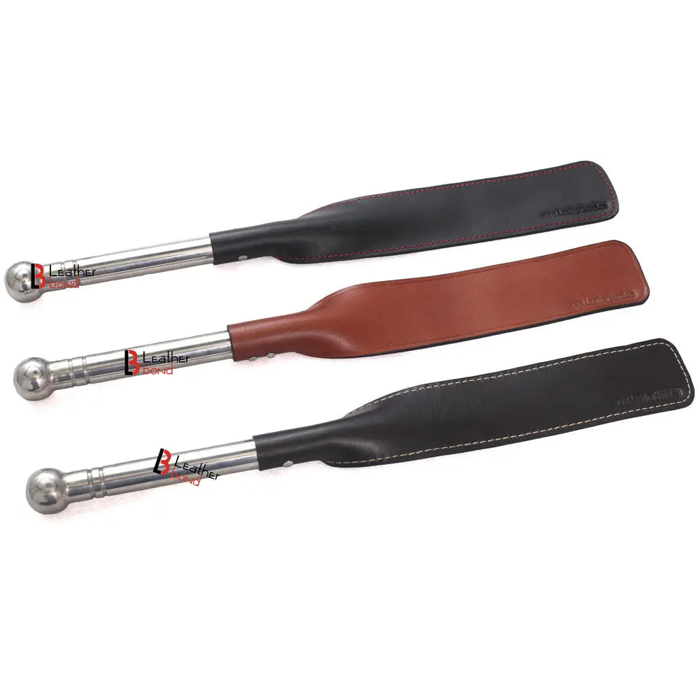 eal Cowhide Leather Paddle Slapper with Steel Handle – Leather Bond