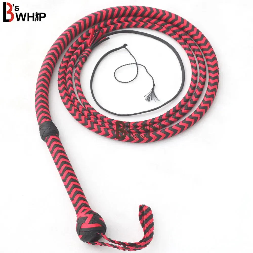 Red & Black Paracord Bullwhip - 06 to 12 Feet Nylon Whip – Leather Bond